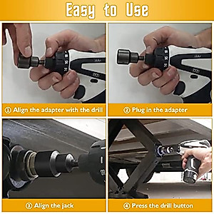 RV Leveling Scissor Jack Socket Drill Adapter, 1/4 Inch Quick Connect Hex Shank, Fits 3/4 Inch or 19 mm Hex Drive Jacks, for Car Auto Camper Stabilizers, 2 Pieces