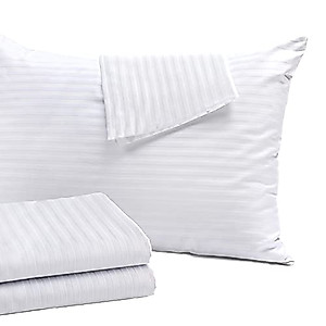 Niagara Sleep Solution 4Pack Pillow Protectors Standard 20x26 Inches Cotton Sateen Blend Tight Weave Size High Thread Count Zippered White Hotel Quality Non Noisy