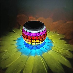 A2B Mosaic Solar Light Solar Powered Mosaic Glass Ball Light IP44 Waterproof Solar Garden Lights Auto ON/Off Solar Table Light Solar Lawn Landscape Lamp for Home Yard Patio Party Decorations A2B
