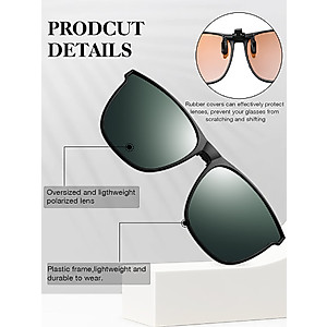 Frienda 3 Pair Oversize Polarized Clip-on Sunglasses Large Anti-glare TR90 Frame Flip up Driving Glasses for Women Men (Black Gray, Yellow)