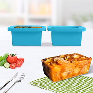 NAKTOW 2-Cup Silicone Freezer Tray with Lid - 2 Pack - Make 4 Perfect 2-Cup Portions - Easy Release Molds for Food Storage & Freeze Soup, Broth, Stew or Sauce Color Aqua (Aqua)