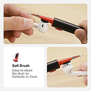 Cleaner Kit for Airpods Pro 1 2 3 Multi-Function Cleaning Pen with Soft Brush Flocking Sponge for Bluetooth Earphones Case Cleaning Tools Black