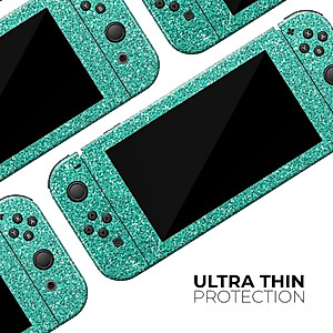 Design Skinz - Compatible with Nintendo Switch OLED Console + Joy-Con - Skin Decal Protective Scratch-Resistant Removable Vinyl Wrap Cover - Sparkling Teal Ultra Metallic Glitter