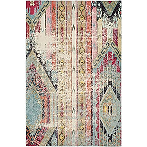 SAFAVIEH Monaco Collection Area Rug - 5'1" x 7'7", Multi, Boho Chic Tribal Distressed Design, Non-Shedding & Easy Care, Ideal for High Traffic Areas in Living Room, Bedroom (MNC222F)