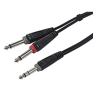 Monoprice 1/4-Inch TRS Male to Dual 1/4-Inch TS Male Insert Cable - 10 Feet - Black