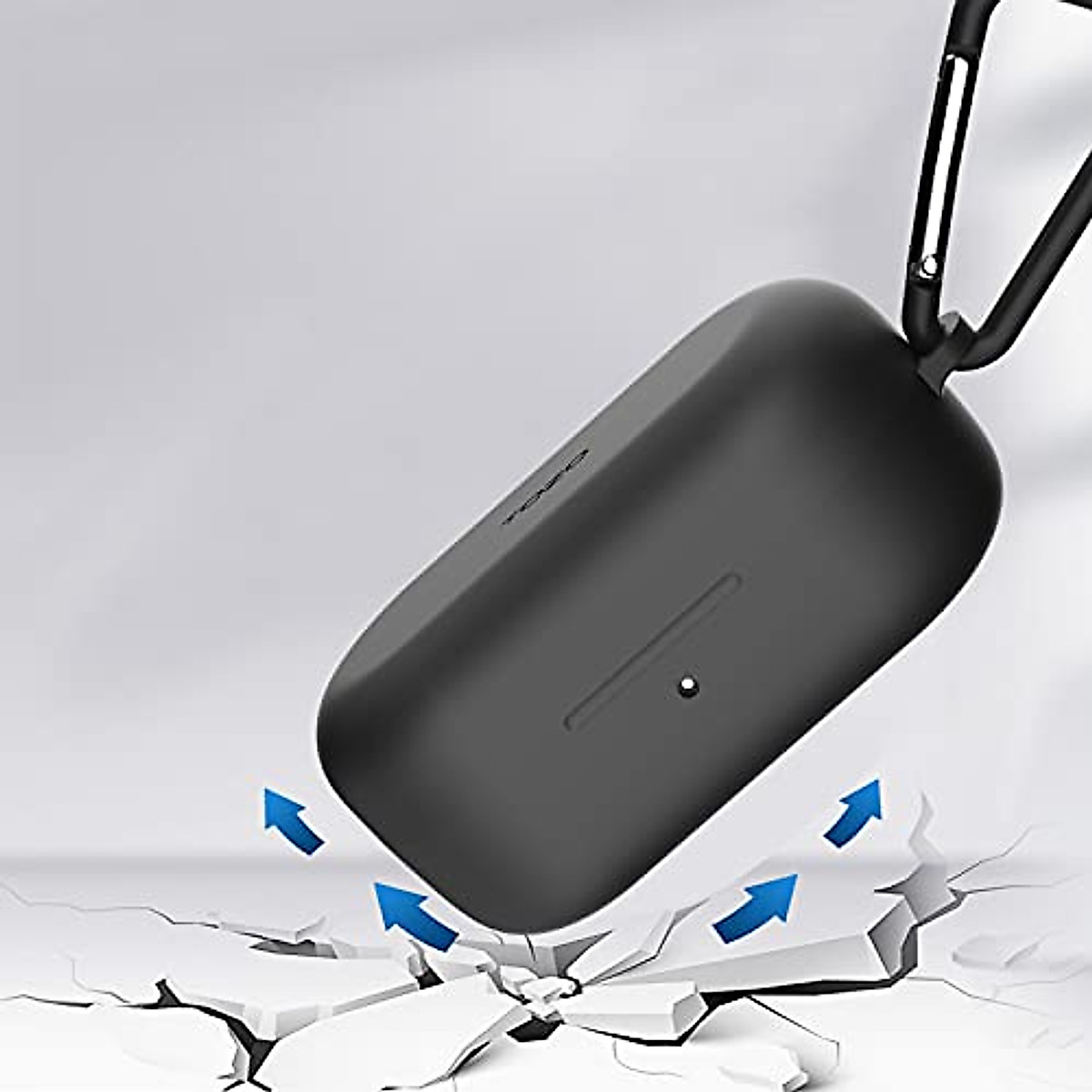 TOZO T12 Protective Silicone Case Shockproof Soft Skin Cover for TOZO T12 Earbuds with Front LED Visible and Keychain Black