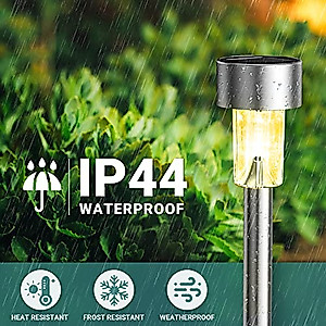 GIGALUMI 16 Pack Solar Path Lights Outdoor,Solar Lights Outdoor Waterproof,Stainless Steel LED Landscape Lighting,Solar Garden Lights for Driveway,Pathway,Patio,Yard
