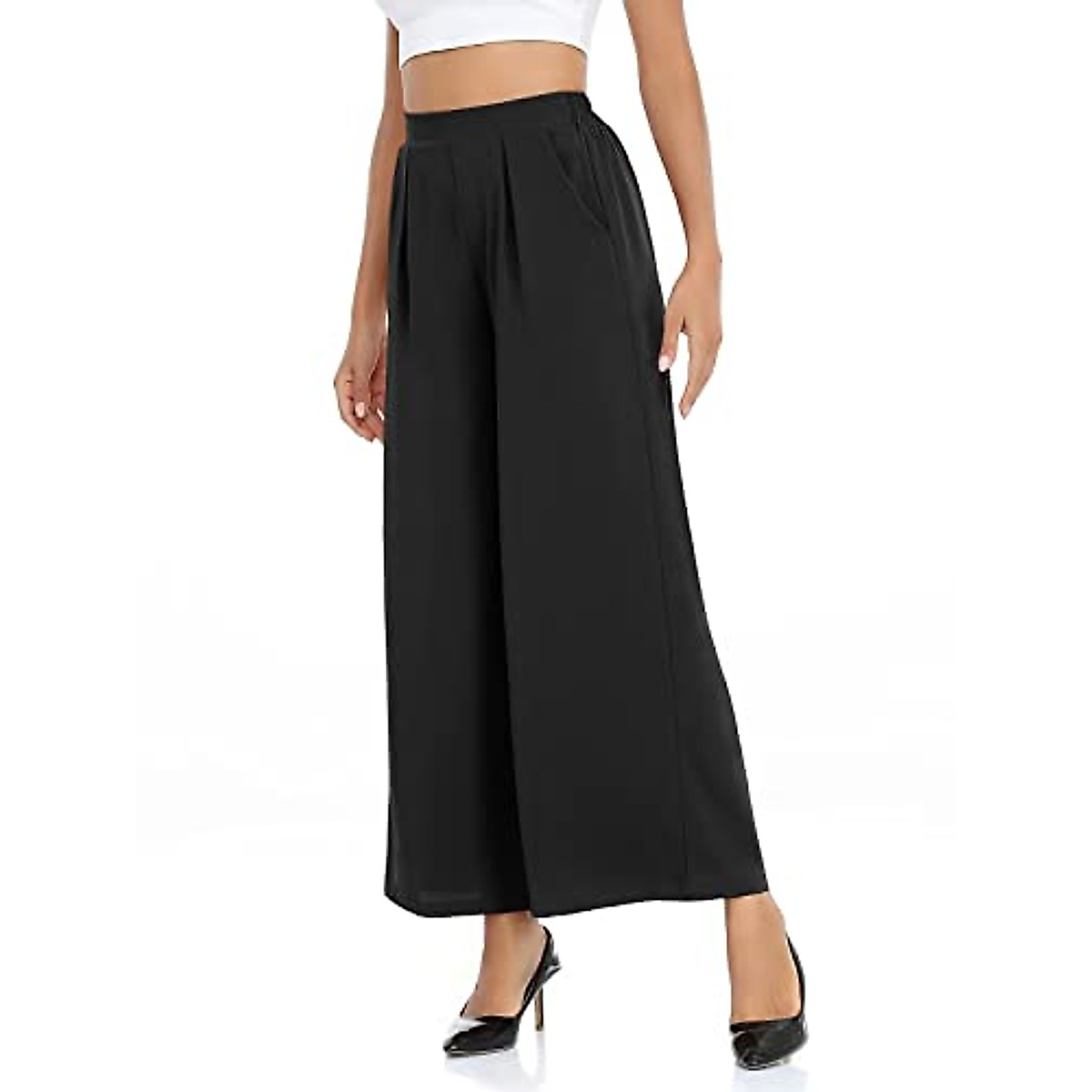 Arolina Women High Waist Wide Leg Long Pants Loose Fit Casual Palazzo Lounge Pants with Pockets