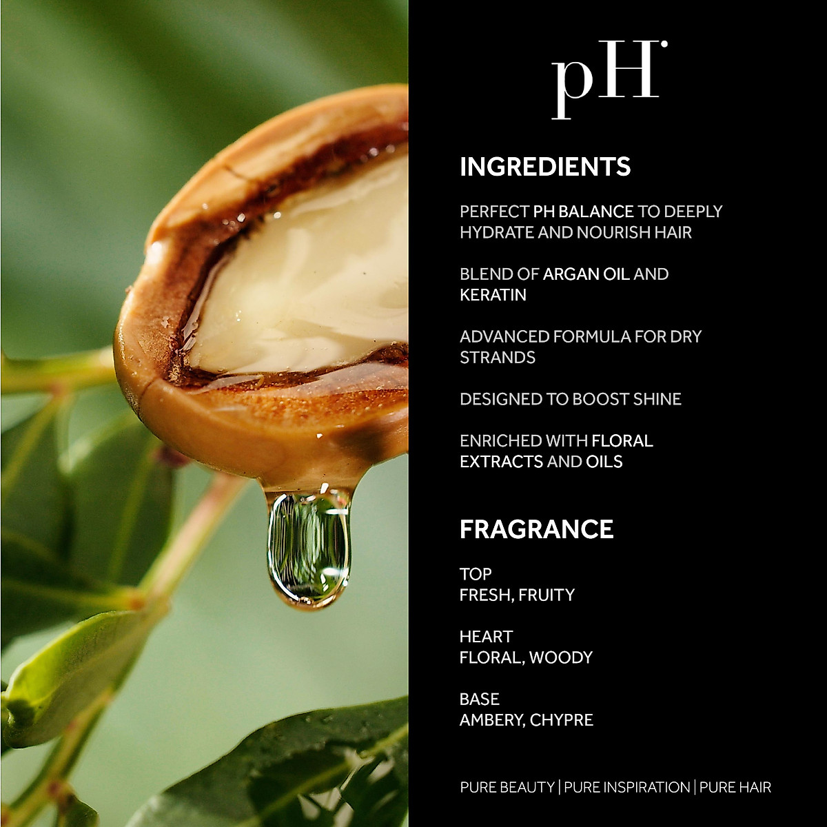 pH PURE HAIR Labs Argan & Keratin Shampoo Hair Mask & Elixir Color Protecting - Hydrating Nourishing Formula for Deep Cleansing Heat Protection Soft & Silky Hair - Sulfate Free (8.45+8.45+3.38 fl oz)