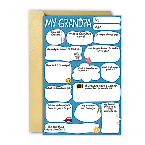 OJsensai Happy Q&A Birthday Card for Grandpa, Funny Fathers Day Gift for Grandad, Naughty Fill in Blanks Bday Card from Grandchild, Great Birthday Gift Idea for Grandfather