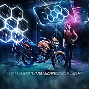 Intoo Lifes Hexagon LED Garage Light: 33 Pack Updated Bigger Size, 30720LM 256W 6500K Super Bright Car Detailing Ceiling LED Shop Light for Warehouse Workshop Gym Basement Car Care Wash Room