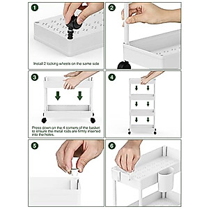 LEHOM 5.1" Slim Storage Cart - 4 Tiers Bathroom Organizer Mobile Shelving Unit Storage Rolling Utility Cart Slide Out Organizer for Kitchen Bathroom Laundry Narrow Places, White