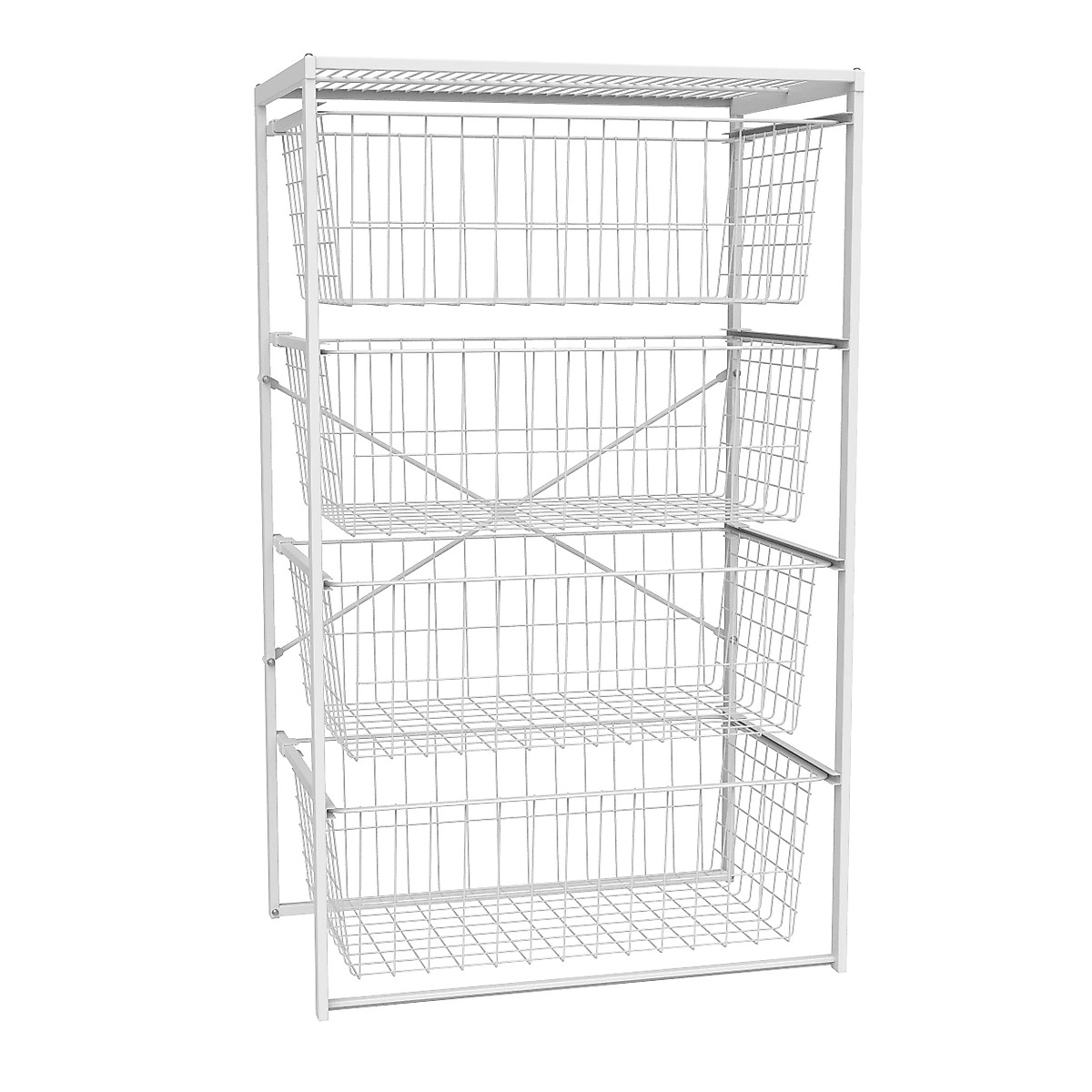 ClosetMaid Wire Basket 4 Drawer Organizer Unit with Shelf for Pantry, Closet, Clothes, Linens, Sturdy Steel, Easy Assembly, White