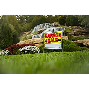 Sunburst Systems 3905 Garage Sale Sign, Assembled with metal U-Stake, Double Sided, 14" x 22" (Including Stakes), 10 Pack