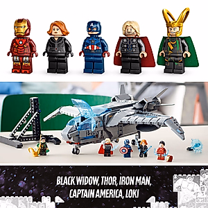 LEGO Marvel The Avengers Quinjet 76248, Spaceship Building Toy Set with Thor, Iron Man, Black Widow, Loki and Captain America Minifigures, Infinity Saga