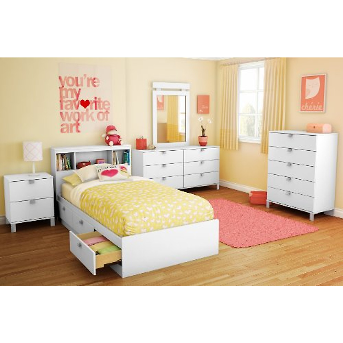 South Shore Spark Bookcase Headboard, Twin, Pure White