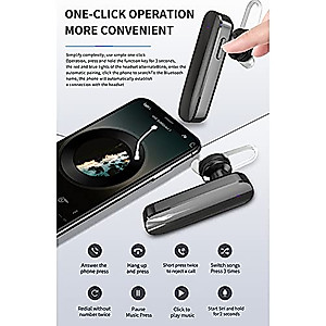 Heave 1Pc Bluetooth Earpiece Wireless Bluetooth V5.0 Headset,Single Ear Hook Bluetooth Earphone Handsfree Phone Headphone with Noise Cancelling Mic for Business Driving White