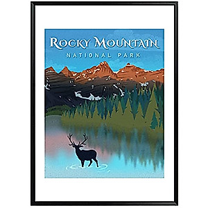 National Park Posters – Vintage Style Unframed Set of 6 Travel Prints, 11x14 Inch, Yosemite, Yellowstone, Grand Canyon, Zion, Smoky Mountain, Rocky Mountain National Parks Wall Poster, Abstract Nature Landscape Forest Wall Art Pictures for Bedroom Office