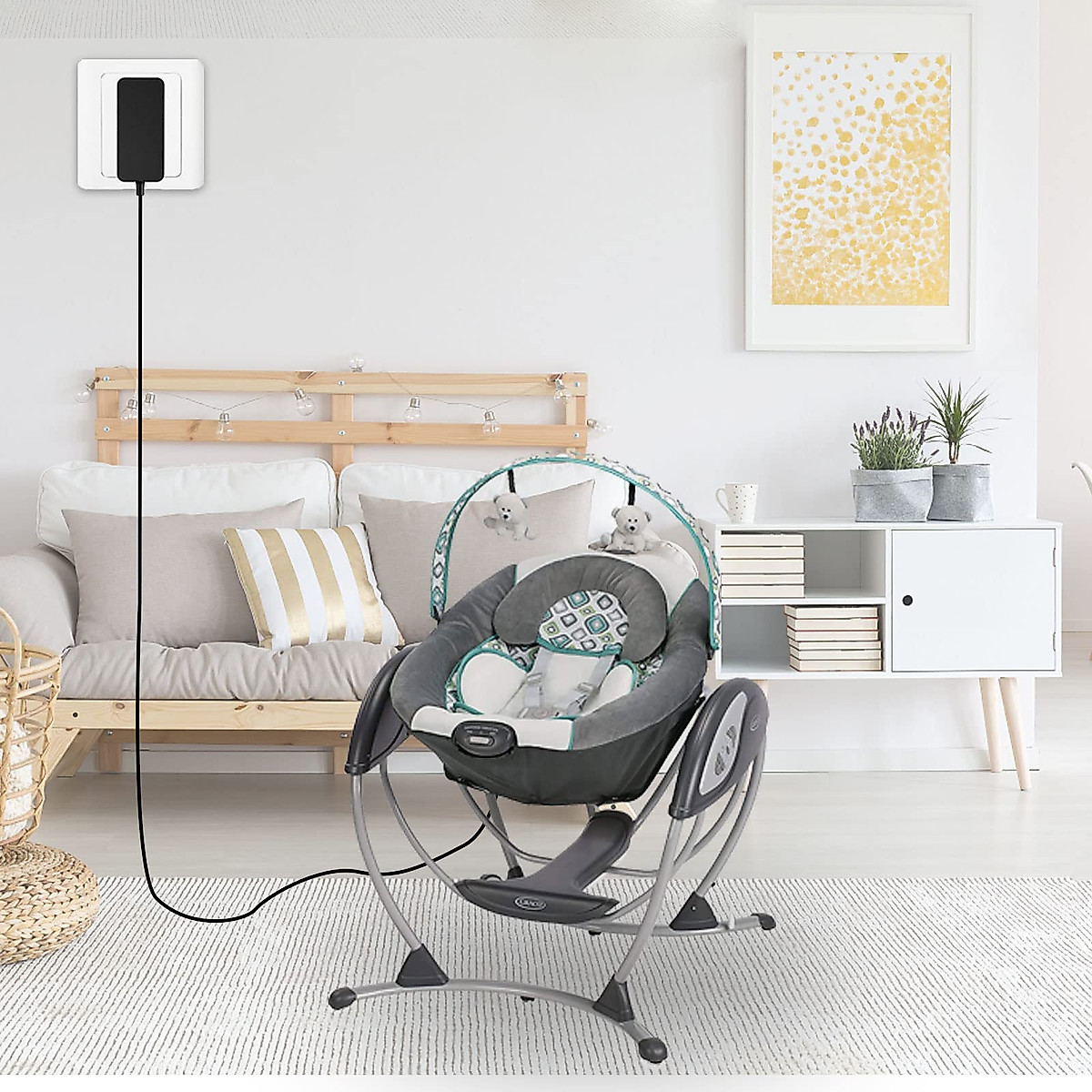 MEROM 5V Graco Swing Plug Power Cord, Graco Swing Charger for Simple Sway, Glider LX, Glider Elite, Glider Premier, Glider Lite, Glider Petite LX, Sweetpeace, DuetSoothe(Black)