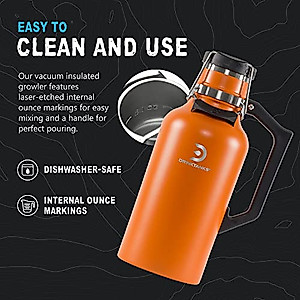 DrinkTanks Craft Growler, Passivated Stainless Steel Growlers for Beer, Leakproof and Vacuum Insulated Beverage Tumbler, Easy-to-Use Soda, Wine, or Coffee Tumbler with Handle, Moab, 64 Oz