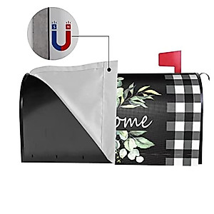 Spring Welcome Mailbox Covers Magnetic Standard Size 18" x 21", Buffalo Plaid Wreath Mailbox Covers Mail Wraps Cover Letter Post Box for Gardern Yard Outdoor Decor