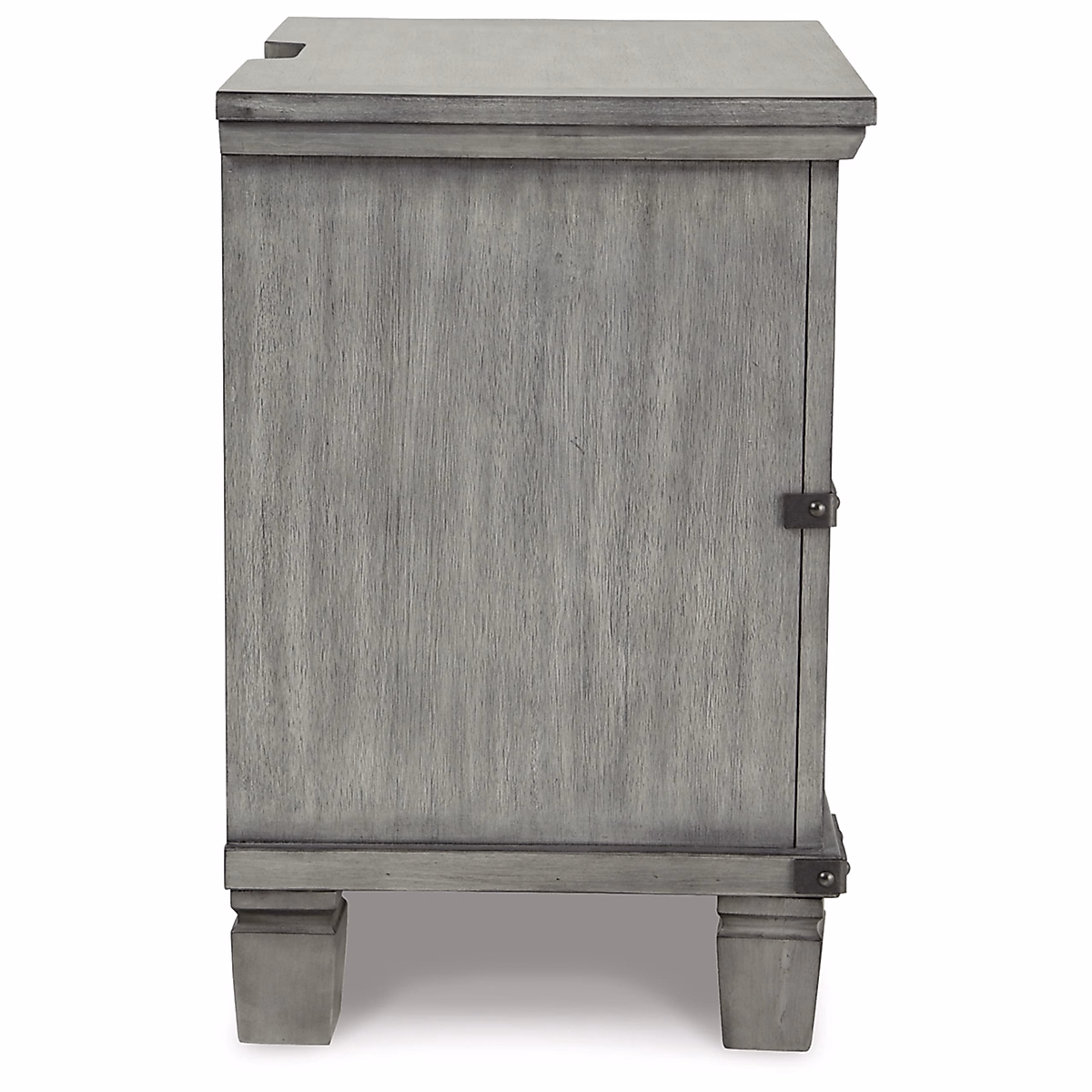 Signature Design by Ashley Russelyn Rustic 2 Smooth-Gliding Drawers Night Stand with Outlets & USB Ports, Gray