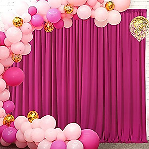 10x10 Fuchsia Backdrop Curtain for Parties Birthday Party Wrinkle Free Hot Pink Photo Curtains Backdrop Drapes Fabric Decoration for Wedding 5ft x 10ft,2 Panels