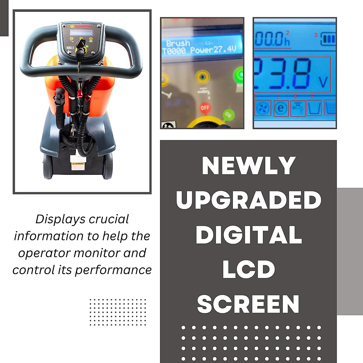 RT15AC 14“ Walk Behind Floor Scrubber Dryer Machine for Industrial Commercial Use, 26 ft Cord Offers Uninterrupted Power Supply