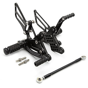 CNC ZX6R 09-20 Motorcycle Adjustable Rearsets Foot Pegs Rear Set Footpeg Brake Shift Pedal Compatible with Ninja 600 ZX6R ZX636 2009-2020 Black