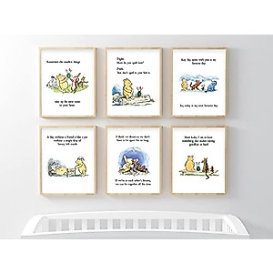 bumbleboo Nistio® Classic Winnie the Pooh Nursery Wall Decor, Winnie the Pooh Print, Winnie the Pooh Playroom Decor, Set of 9 Prints, Piglet, Eeyore, Tigger Nursery Decor, Unframed, 8x10 inches