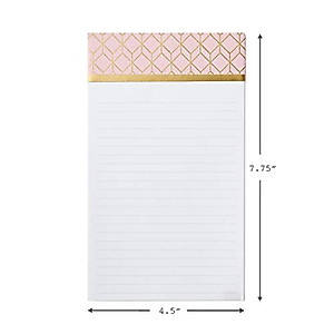 Hallmark Notepad Bundle with Pen, Pretty Pinks (3 Notepads in Assorted Sizes with Gold Pen)
