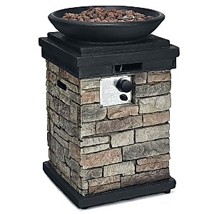 Happygrill Outdoor Propane Gas Fire Pit Table, 40,000 BTU Gas Fire Pit with Lava Rocks and Rain Cover