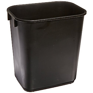 Continental 1358BK 13-5/8 Quart Commercial HDPE Trash Can, Rectangular, Black