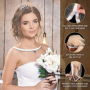 6 Pcs Makeup Protector Hood Washable Light Airy Nylon Chiffon Makeup Hood Zipper Closure Reusable Make up Face Cover for Women Girls Beauty Weddings (Nude)