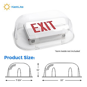 KastLite Clear Polycarbonate Emergency Exit Sign Cage - Protective Non Wire Guard Cover for Lighted Signs - Wall & Ceiling Light Damage Stopper - Outdoor Business & Home Lighting Protector (Clear, BG-1 22" x 15")