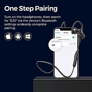 gorsun E20 Bluetooth Headphones,30 Hours Playtime,Bluetooth 5.0 CVC6.0 Sound Isolation Headsets with Mic,IPX5 Waterproof Running Wireless Earbuds,Stereo Earphones for Workout Sports
