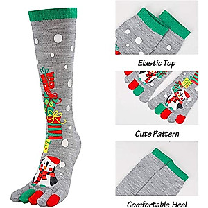 Zmart Funny Christmas Toe Socks Women Holiday Socks Christmas Toe Separator Socks Five Toe Socks, 5 Pack Stocking Stuffers Secret Santa Gifts Christmas Gifts