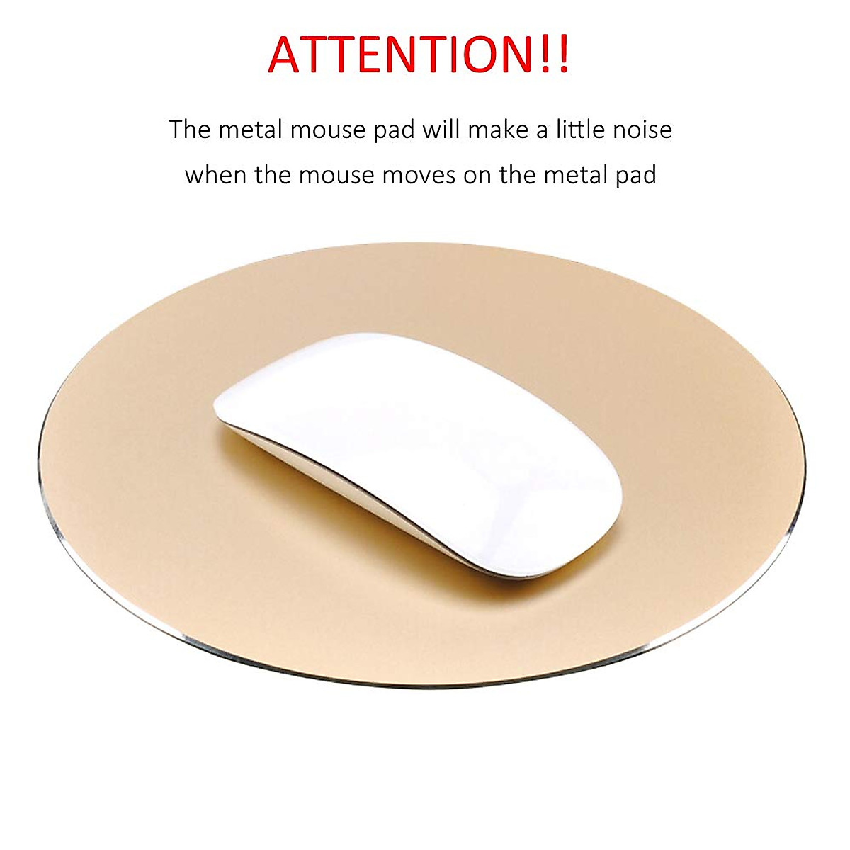 ProElife Premium Aluminum Metal Mouse Pad Mice Mat 8.66 inch (Round, Champagne Gold)