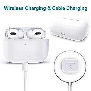 Wireless Charging Case Compatible with AirPods Pro, for Airpods Pro Charger Replacement Cases, Support Bluetooth Pairing&Sync Button,660 Mah Built-in Battery,White (Earbuds Not Included)