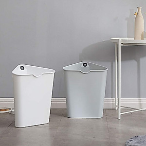 Trash Can Hflove Triangle Kitchen Plastic Corner Kitchen Trash Bin (Grey)