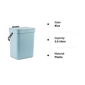 LALASTAR Small Trash Can with Lid, Odorless Mini Trash Can, Plastic Hanging Waste Basket for RV/Office/Bedroom/Dorm, 3L/0.8 Gal, Blue