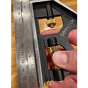 Swanson Tool Co TC132 12-Inch Combo Square with Cast Zinc Body, Stainless Steel Ruler and Brass Bolt