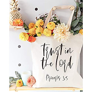 The Cotton & Canvas Co. Trust in the Lord, Proverbs 3:5 Beach, Shopping and Travel Resusable Shoulder Tote and Religious Bible Verse Handbag