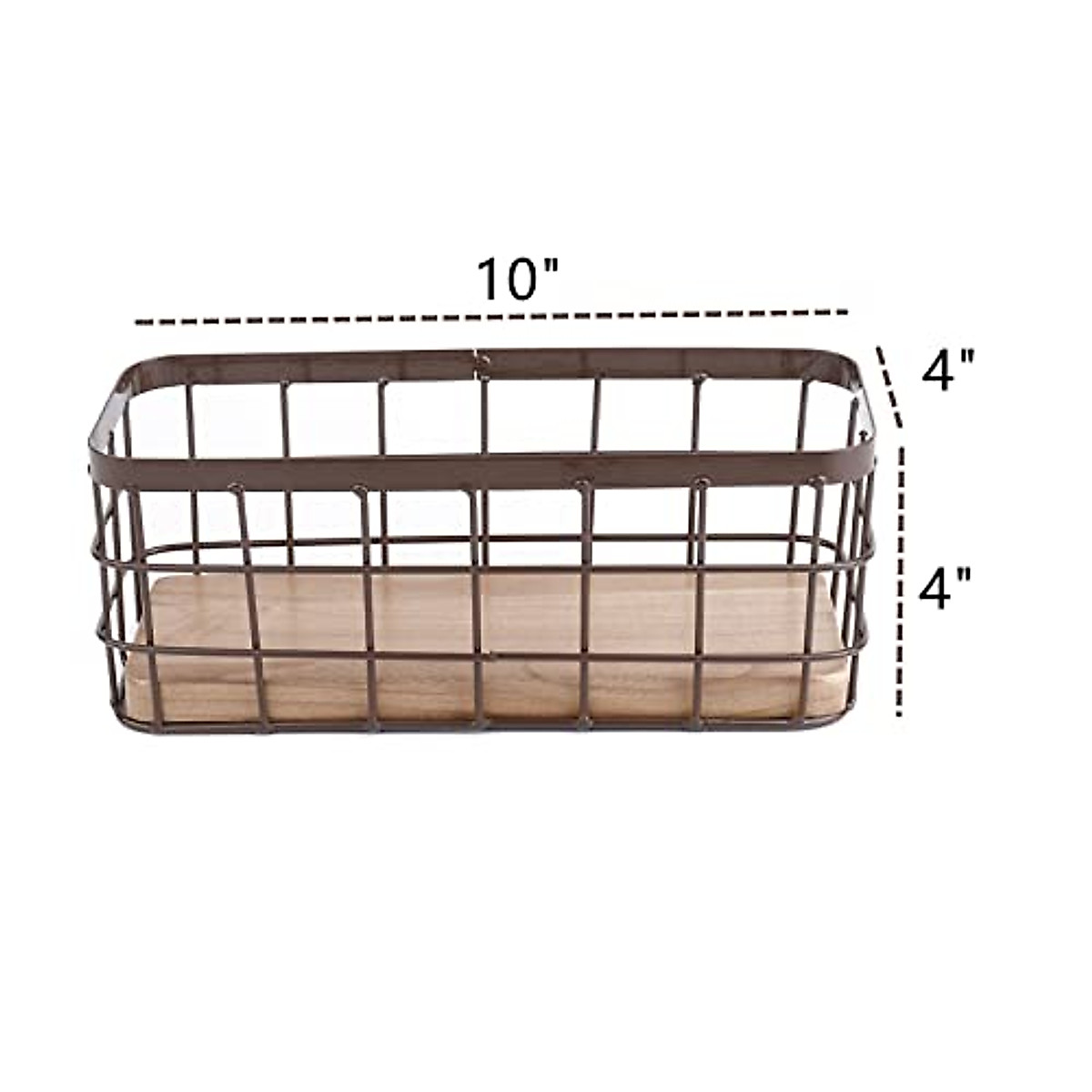 Dicunoy Set of 2 Small Wire Baskets, Narrow Rustic Storage Bin, Farmhouse Rectangle Bathroom Counter Organizer Tray for Kitchen Countertop, Pantry, RV, School Classrooms, Office Decorative