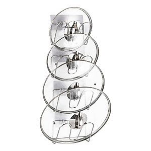 YQh Cabinet Door Pot Lid Rack, Kitchen Wall Pot Lid Organizer Set of 4, Lid Holder, 304 Stainless Steel Storage Rack for Pot Lids, Chopping Boards