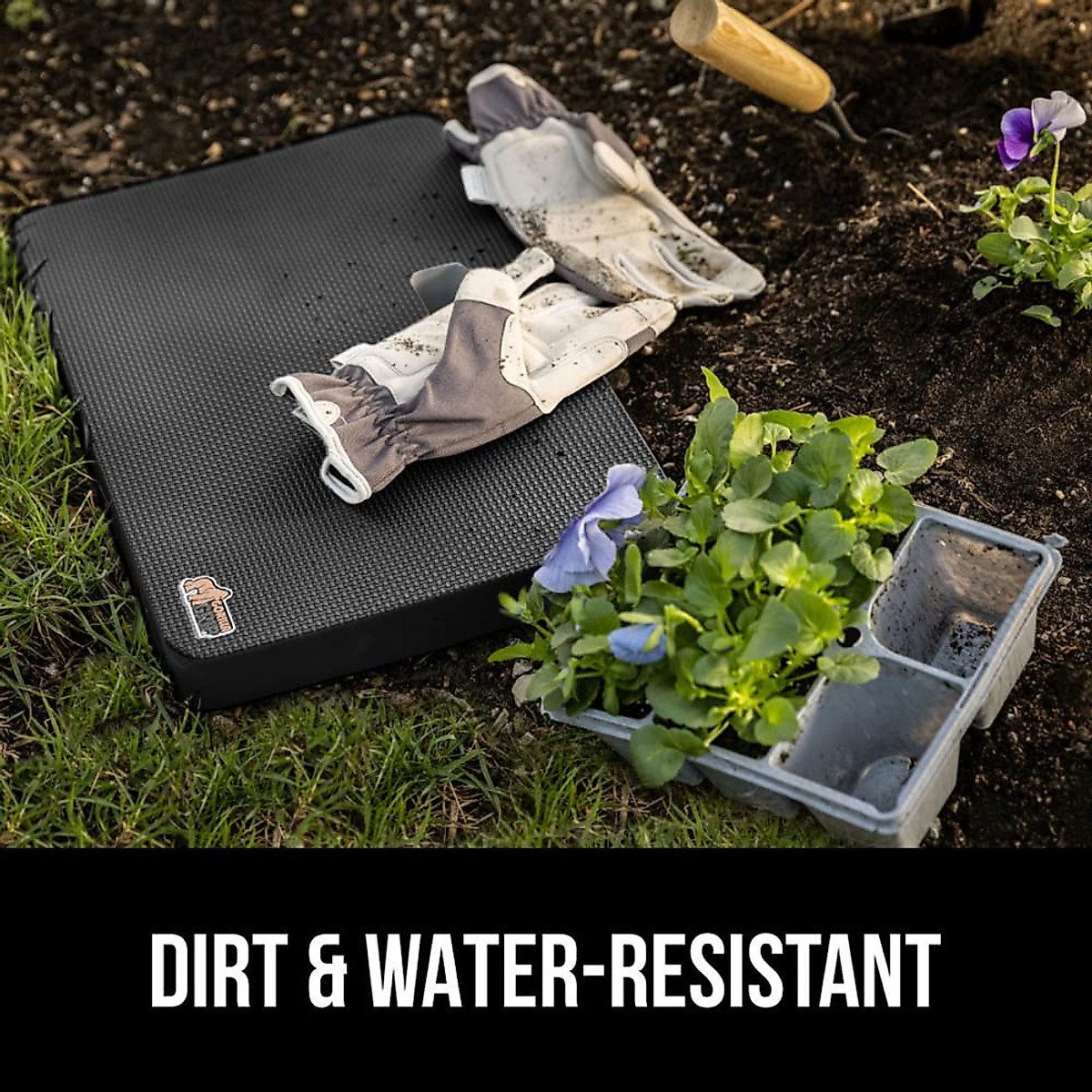 Gorilla Grip Extra Thick Water Resistant Comfortable Kneeling Pad, Provide Support for Knees, Durable Foam Cushion Knee Mat, For Gardening, Yoga, Mechanics, Baby Bath Time, 17.5 x 11 x 1.5, Black