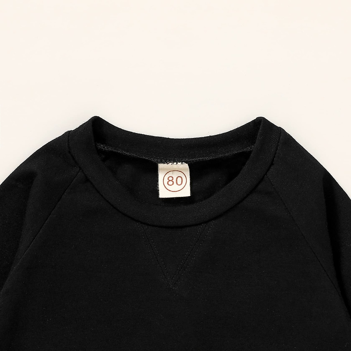 Happy Town Fall Outfits for Toddler Girl Boy Long Sleeve Top and Long Pants Set Toddler Sweatsuits (Solid Color Black, 3-4 T)