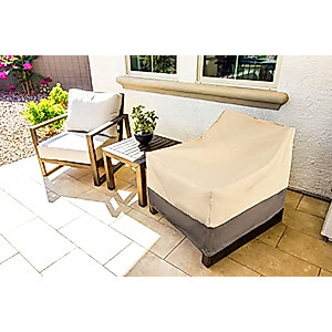 Patio Chair Covers Waterproof Heavy Duty Outdoor Patio Furniture Covers, Stackable Outside Lounge Deep Seat Covers, Large Lawn Sofa Covers Water Resistant,600D Oxford Cloth,Standard-2 Pack,Khaki&Brown