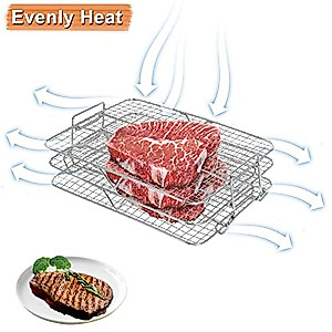 Air Fryer Rack Compatible with Ninja Foodi Grill XL Air Fryer FG551 IG601 IG651 Air Fryer Indoor Grill， Come with Basting Brush, Spatula and Kitchen Tongs