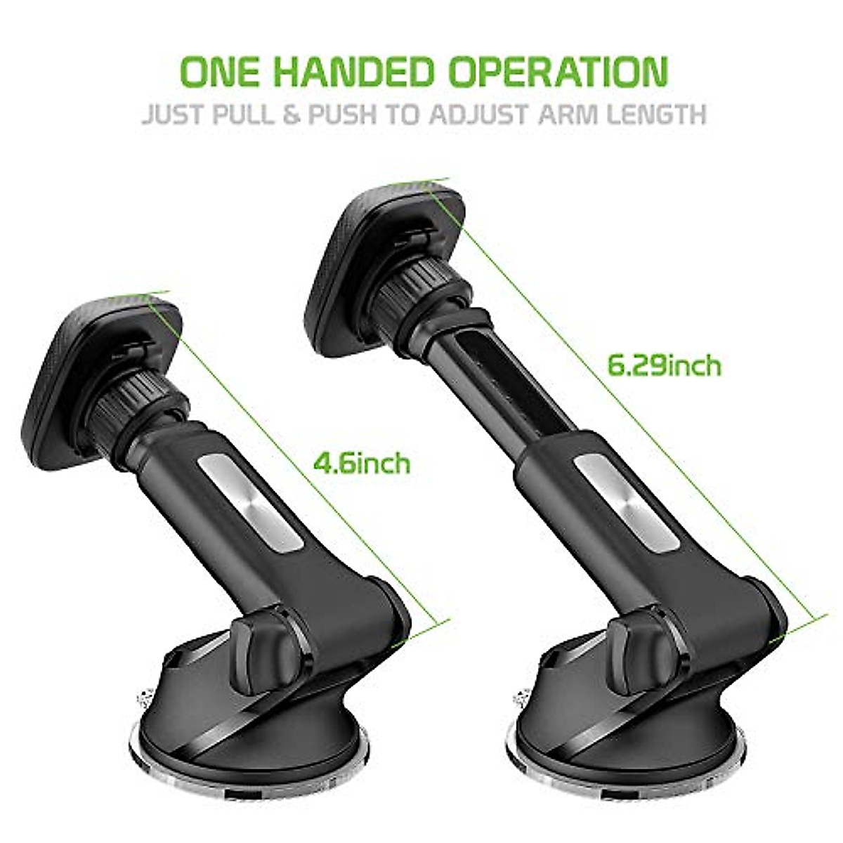 Cellet Magnetic Car Phone Mount, Universal Dashboard & Windshield, Super Strong Suction Cup Car Phone Holder Adjustable Telescopic Long-Arm Compatible with iPhone Samsung Galaxy Google Pixel Moto